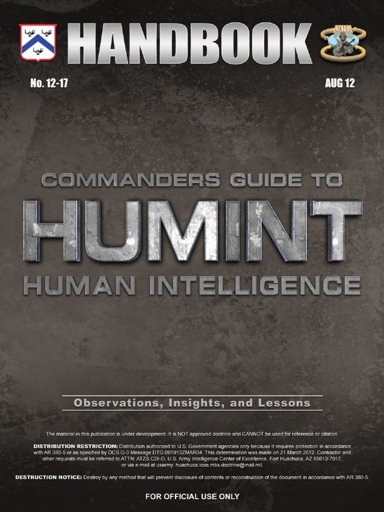 (U-FOUO) U.S. Army Commanders Guide To Human Intelligence (HUMINT) PDF ...