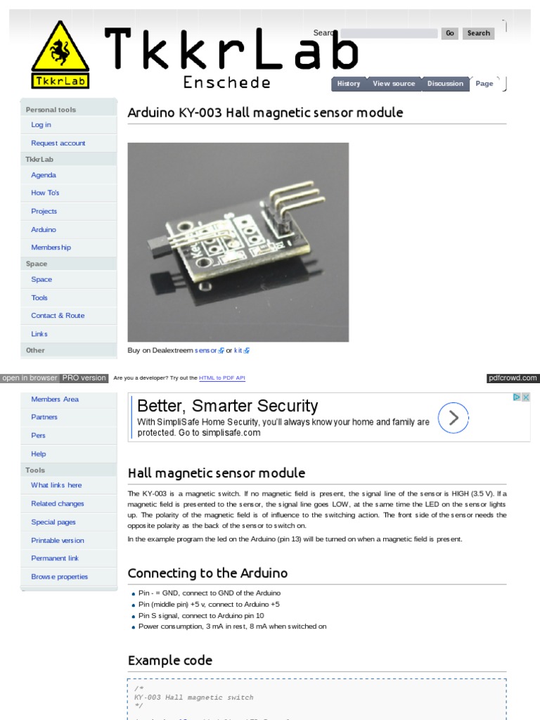 Arduino KY 003 Hall Magnetic Sensor Module | PDF