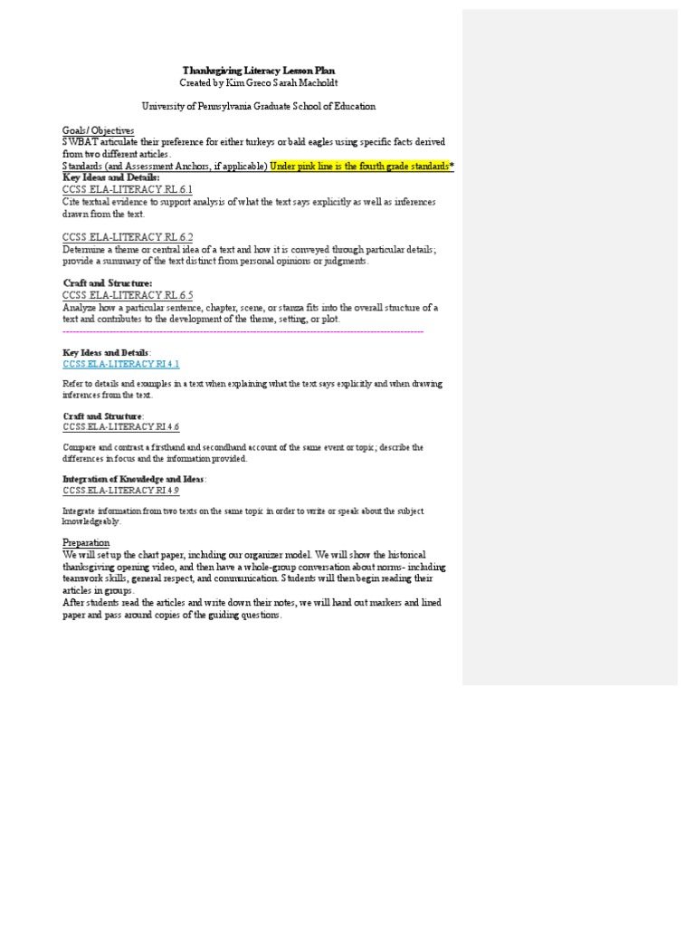 Key Ideas and Details:: Ccss - Ela-Literacy - Rl.6.1 | PDF | Lesson ...