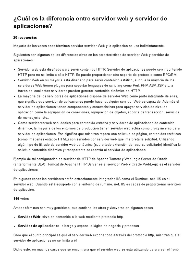 ¿Cuál Es La Diferencia Entre Servidor Web y Servidor de Aplicaciones ...