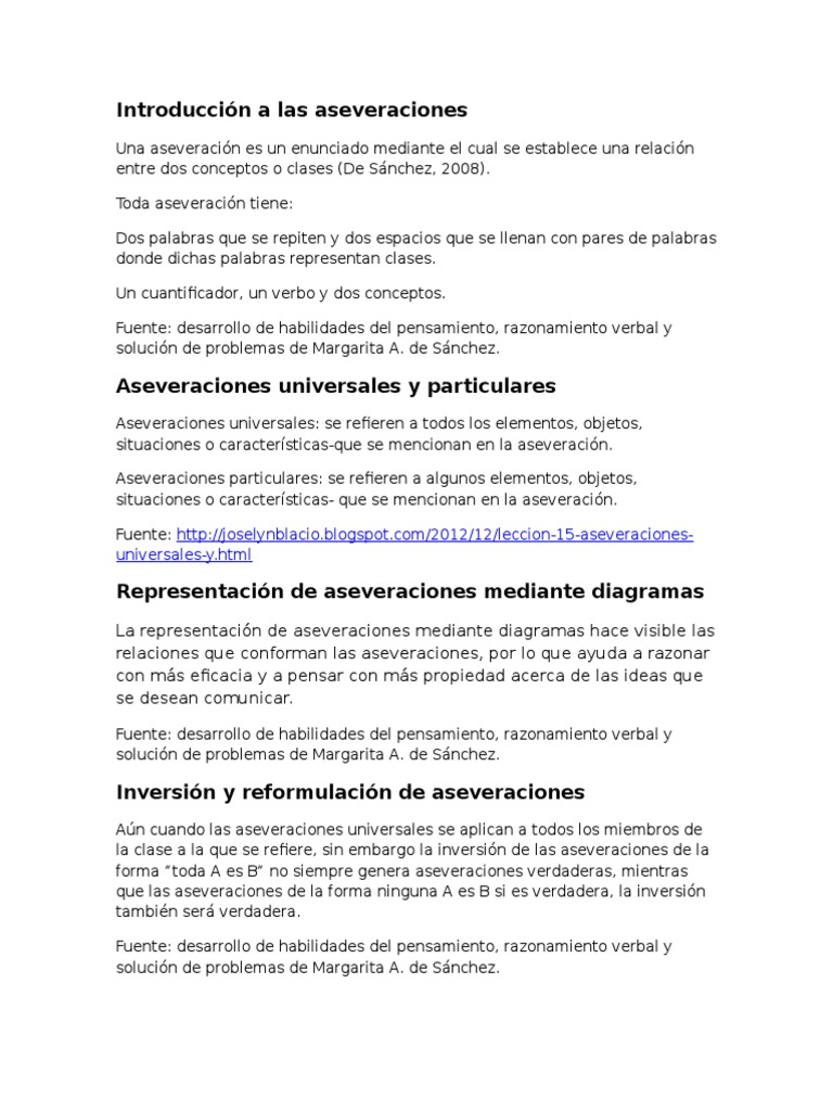 Aseveraciones y Argumentos | PDF