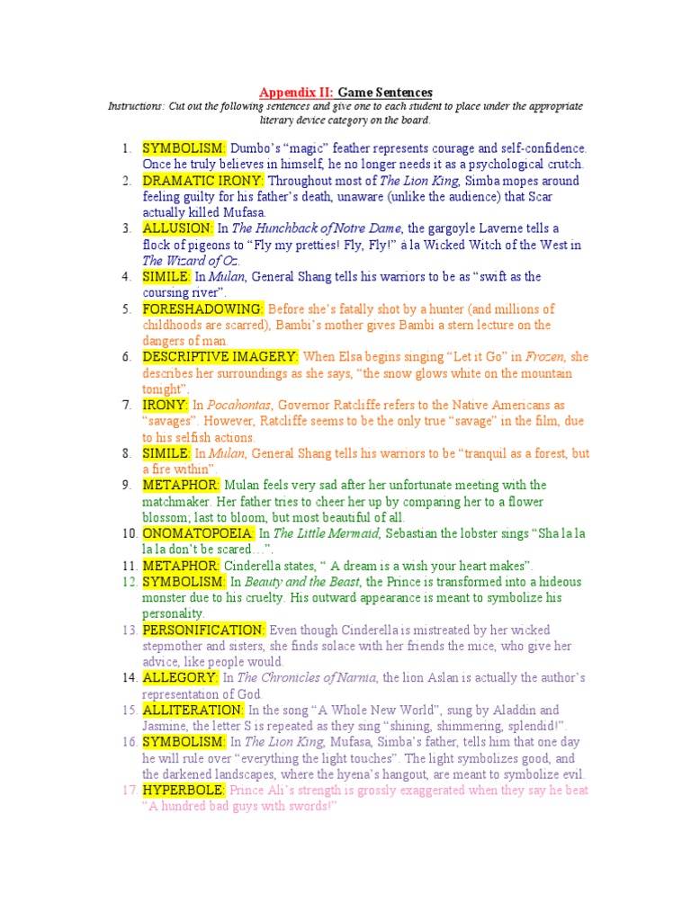 Literary Device Sentences | PDF | Claude Frollo | Leisure