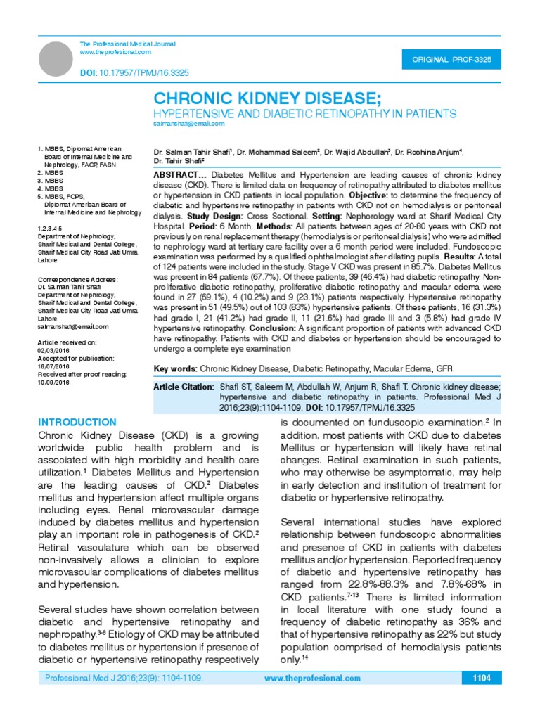 CKD Journal | PDF | Chronic Kidney Disease | Renal Function