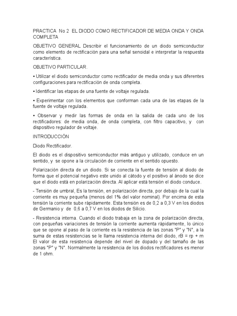 Practica 6 El Diodo Como Rectificador | PDF | Diodo | Rectificador