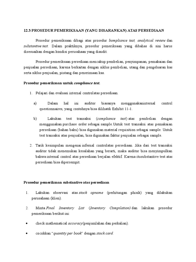 Auditing Pemeriksaan Persediaan (Inventories) | PDF