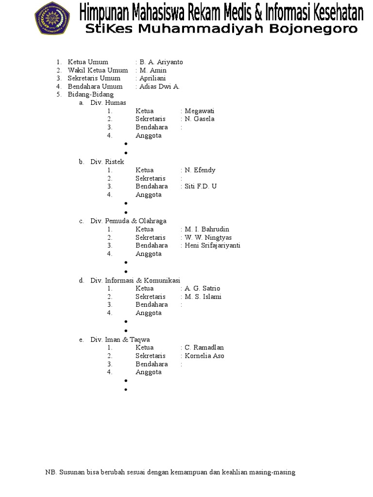 Contoh Bagan Kepanitiaan | PDF | Olahraga & Rekreasi