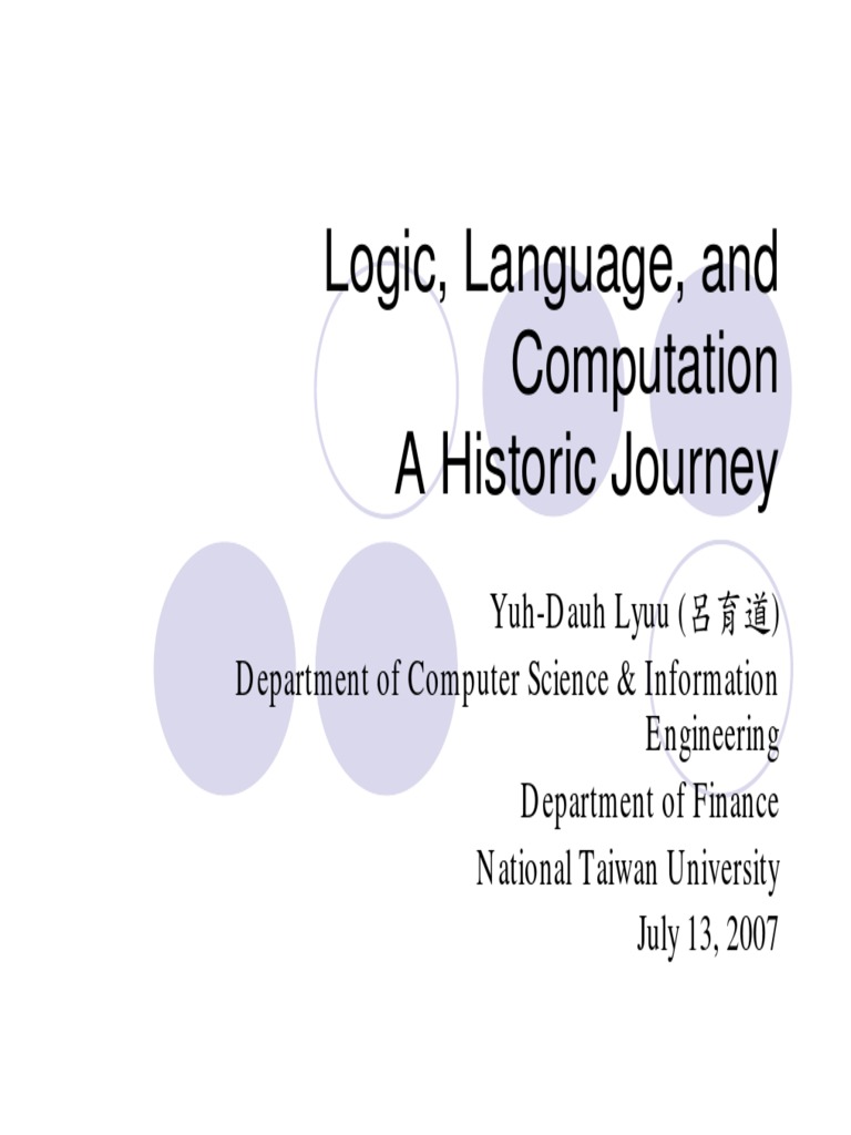 Logic, Language and Computation | PDF | Mathematical Logic | Axiom