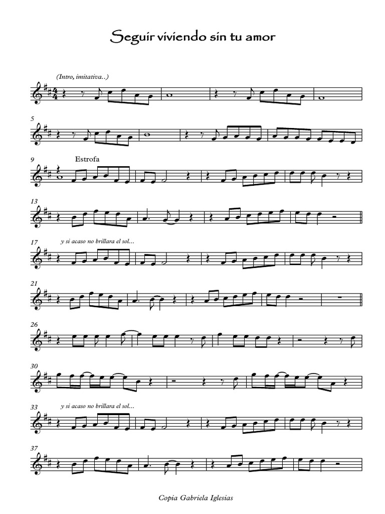 Seguir Viviendo Sin Tu Amor Violin PDF | PDF
