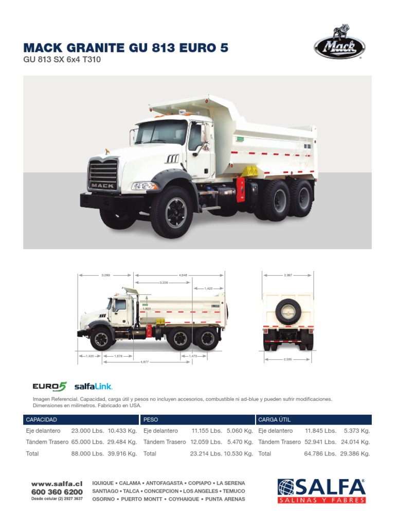 Mack Granite Gu 813 Euro 5: GU 813 SX 6x4 T310 | PDF | Eje ...