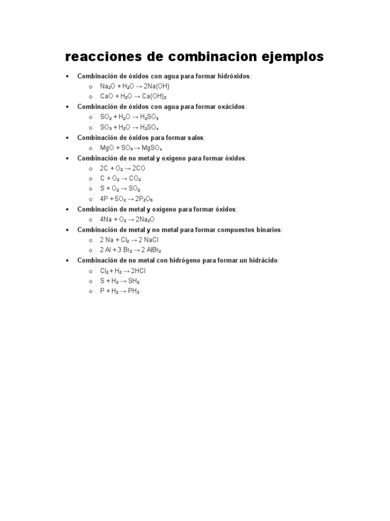 Reacciones de Combinacion, Etc.... | PDF | Redox | Combustibles