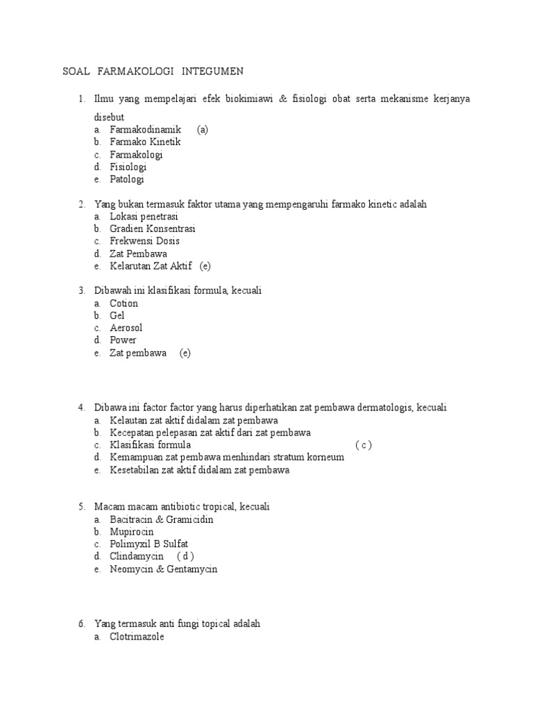 Soal Farmakologi Integumen | PDF