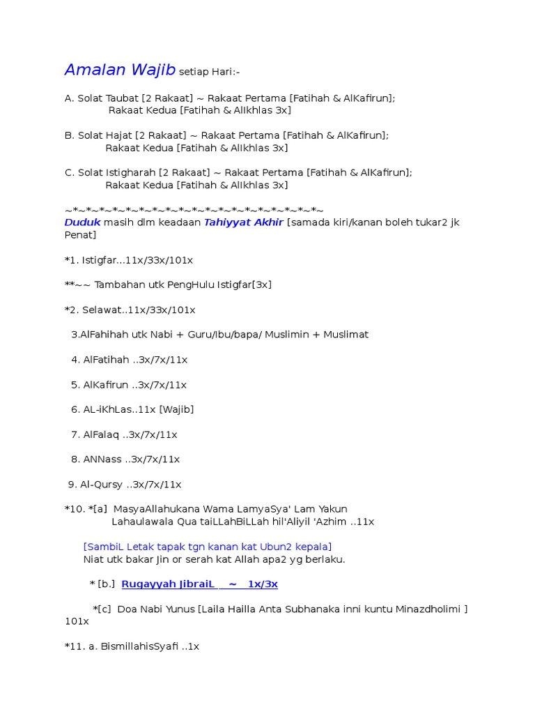 Amalan Wajib Harian dalam Islam | PDF