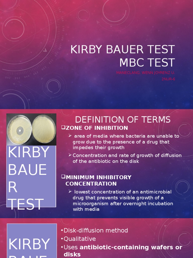 Kirby Bauer Test MBC Test: Maneclang. Wenn Joyrenz U. 2NUR-6 | PDF ...