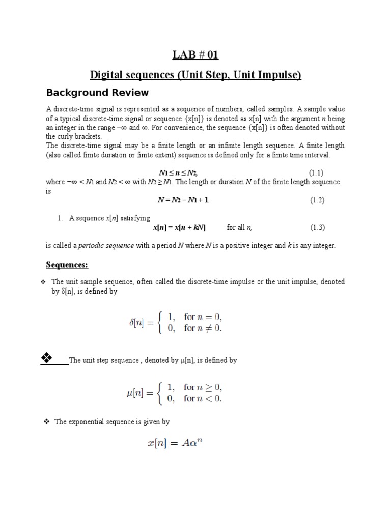Characterizing Common Discrete-Time Signals: Generating and Analyzing ...