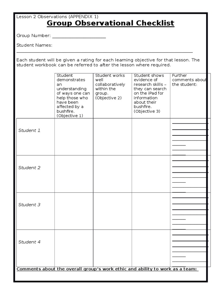 Group Observational Checklist | PDF