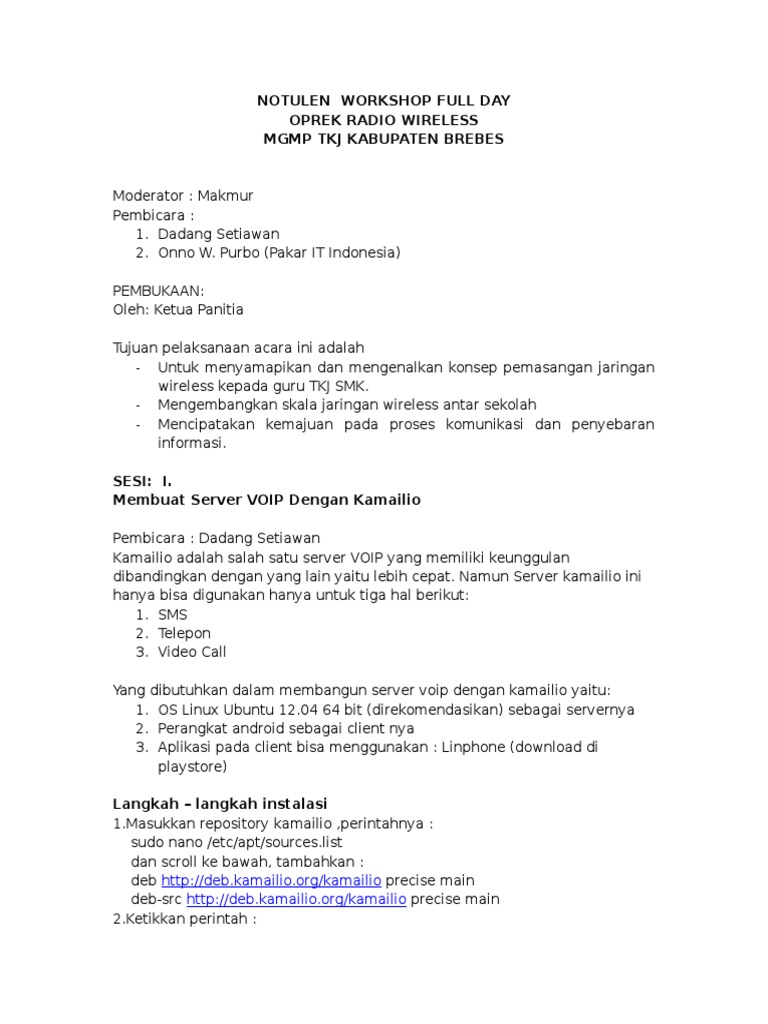 Notulen Workshop | PDF | Komputer