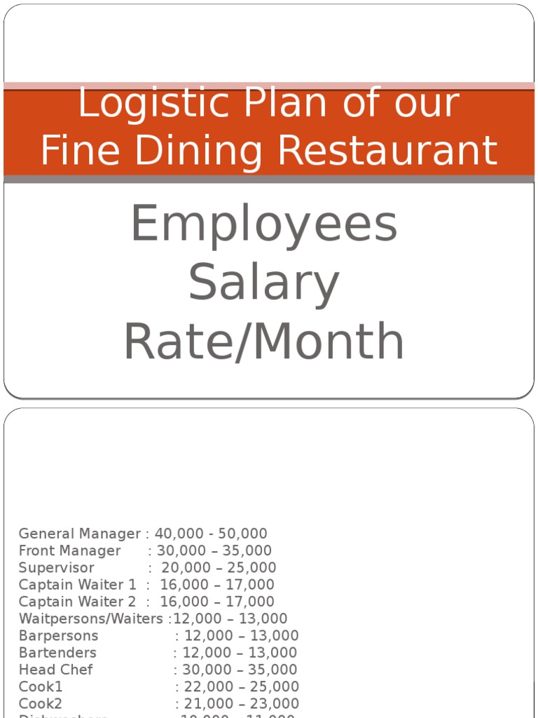 Logistic Plan of Our Fine Dining Restaurant | PDF