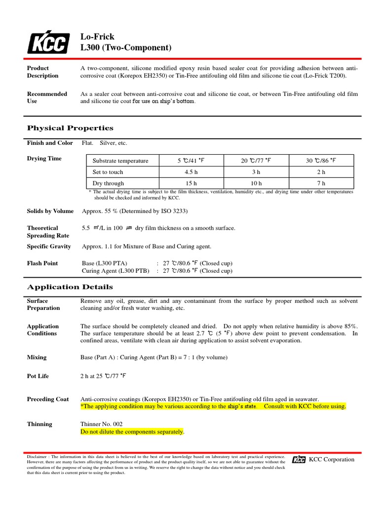 KCC DataSheet L300 (ENG) | PDF | Silicone | Humidity
