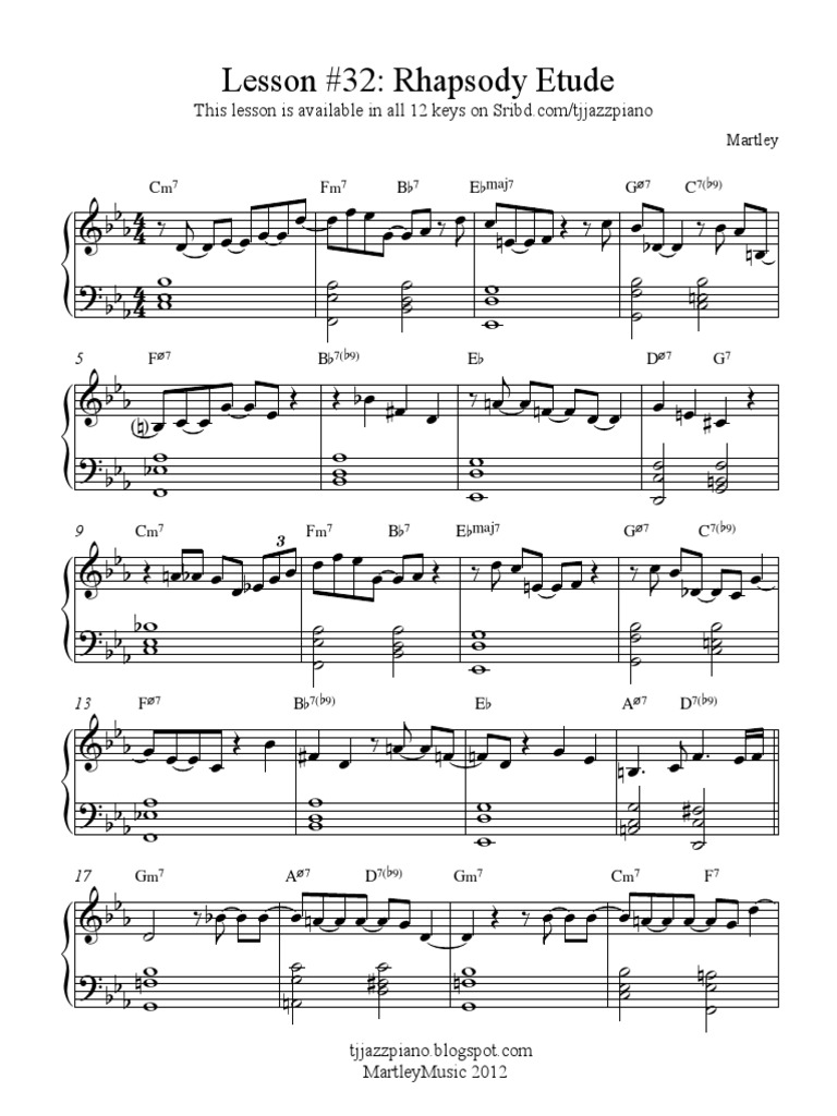 Jazz Piano Lesson 32 I Hear A Rhapsody Etude PDF | PDF | Home & Garden