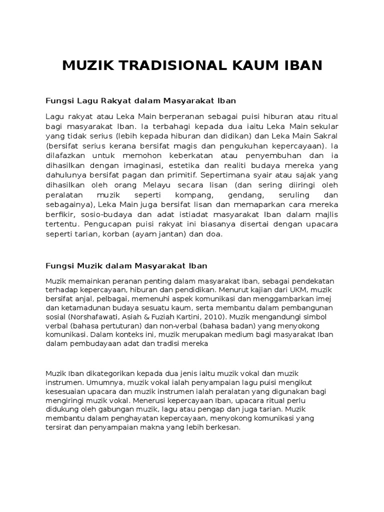 Muzik Tradisional Kaum Iban | PDF | Ilmu Sosial | Seni