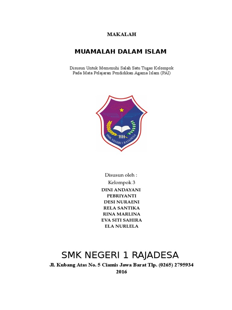 Cover Makalah Pai Smkn 1 Rajadesa Pdf Kesehatan Holistik
