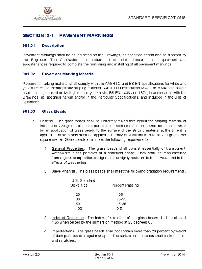 Road Marking Specs | PDF | Road Surface | Glasses