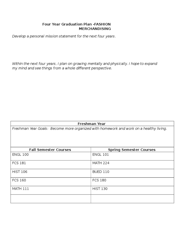 Four Year Graduation Plan 1 | PDF