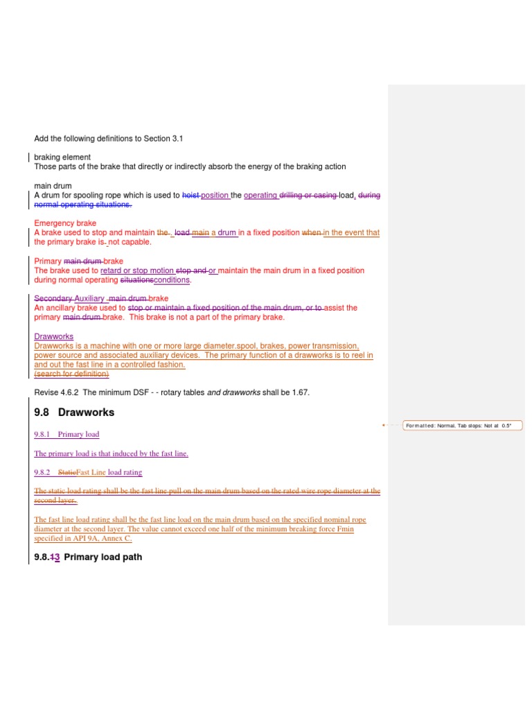 API 7K Revisions Rev 5 | PDF | Structural Load | Brake