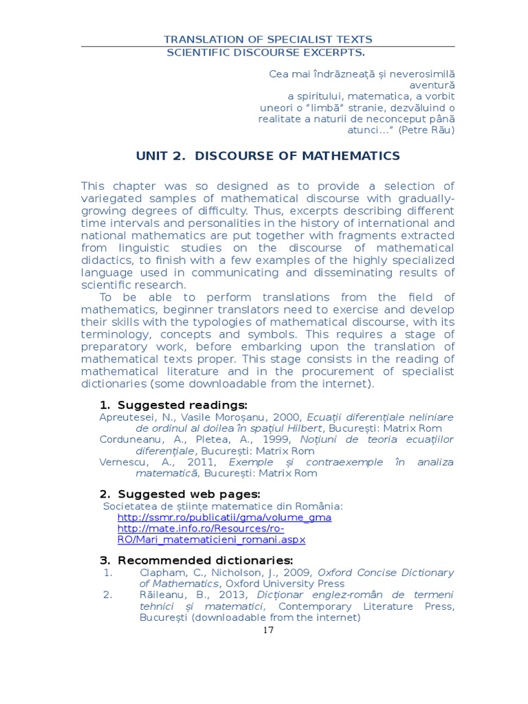 Unit 2. Discourse of Mathematics | PDF | Algebra | Teaching Mathematics