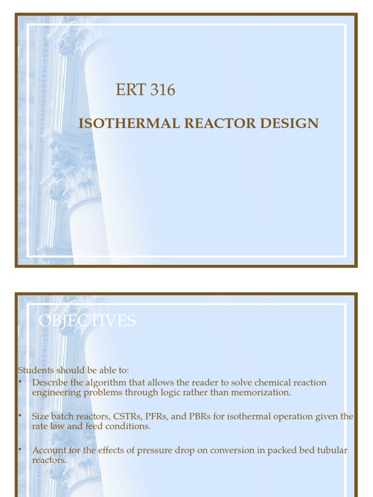 Isothermal Reactor Design | PDF | Chemical Reactor | Stoichiometry