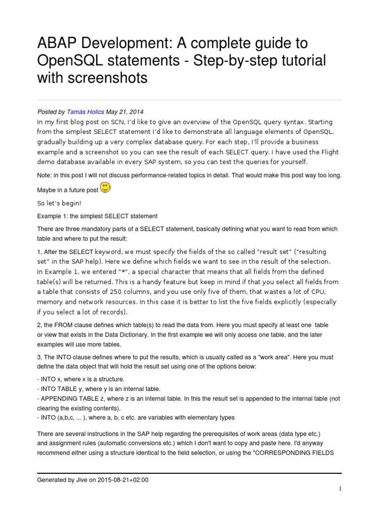 A Complete Guide To Opensql Statements Step by Step Tutorial With ...