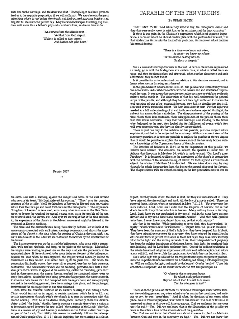 Parable of The Ten Virgins | PDF | Last Judgment | Jesus
