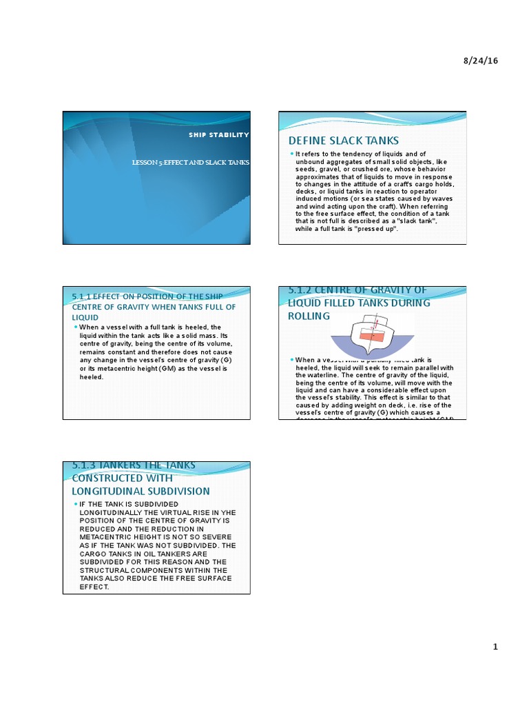 LESSON 5 - Effect of Slack Tanks Group 5 | PDF