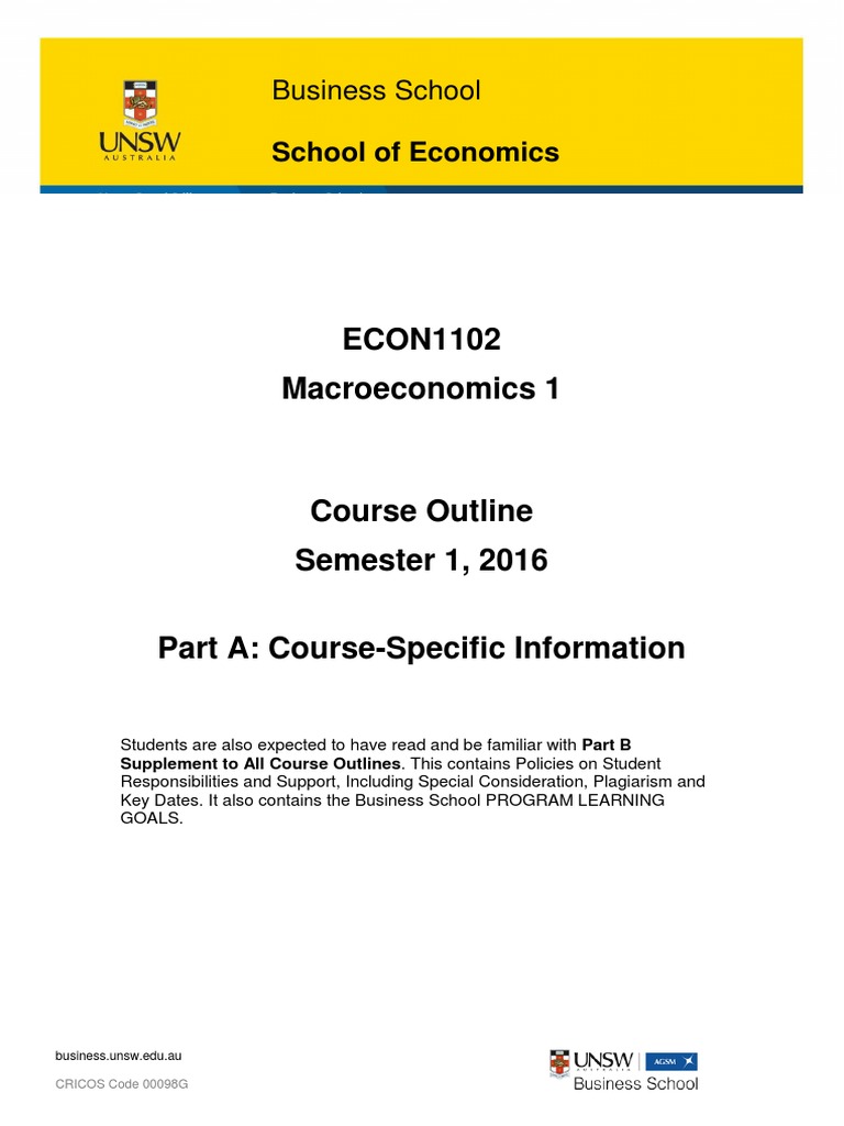 ECON1102 Macroeconomics 1 PartA S12016 | PDF | Test (Assessment ...