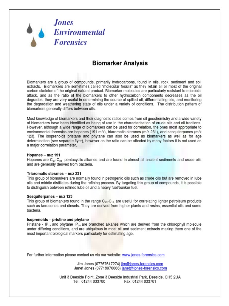 Jones Environmental Forensics: Biomarker Analysis | PDF | Biomarker ...