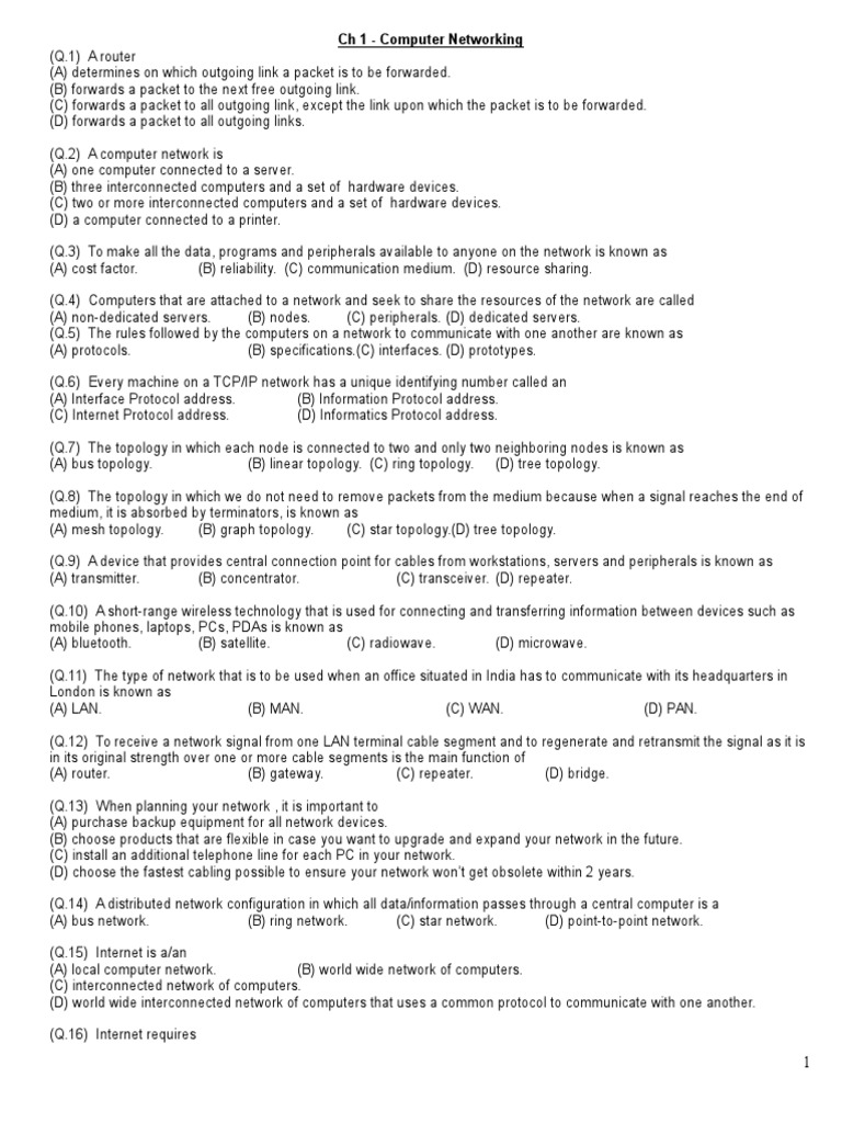 12 IP Question Bank | PDF | Node (Networking) | Network Topology