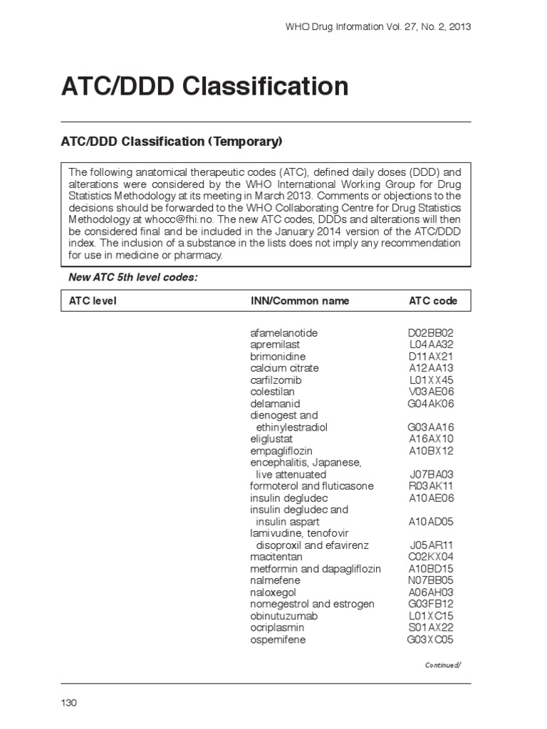 DI 27 2 ATC DDD Classification | PDF | Drugs | Therapy