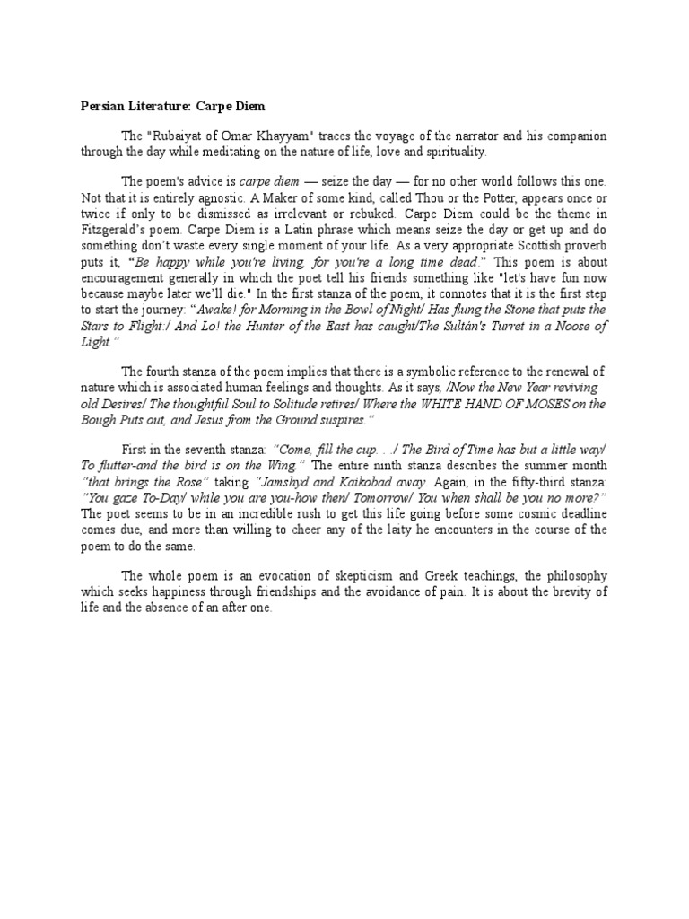 Persian Literature: Carpe Diem | PDF