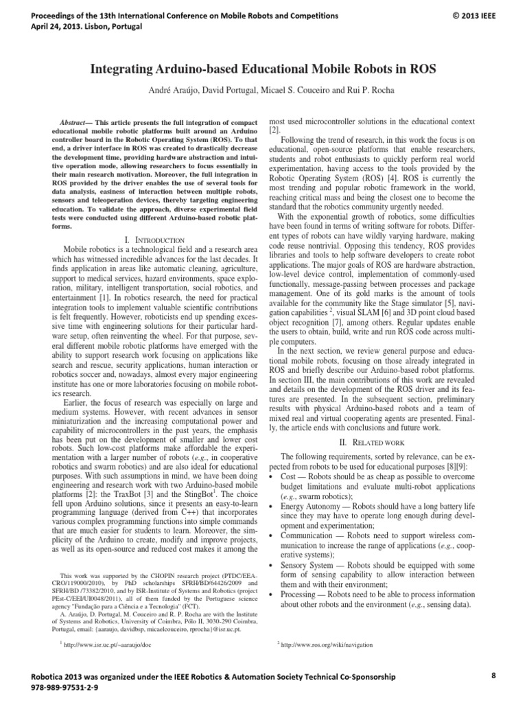 Integrating Arduino-Based Educational Mobile Robots in ROS | PDF ...