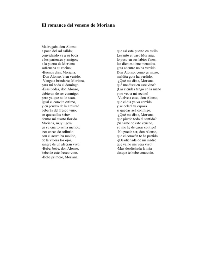 El Romance Del Veneno de Moriana | PDF