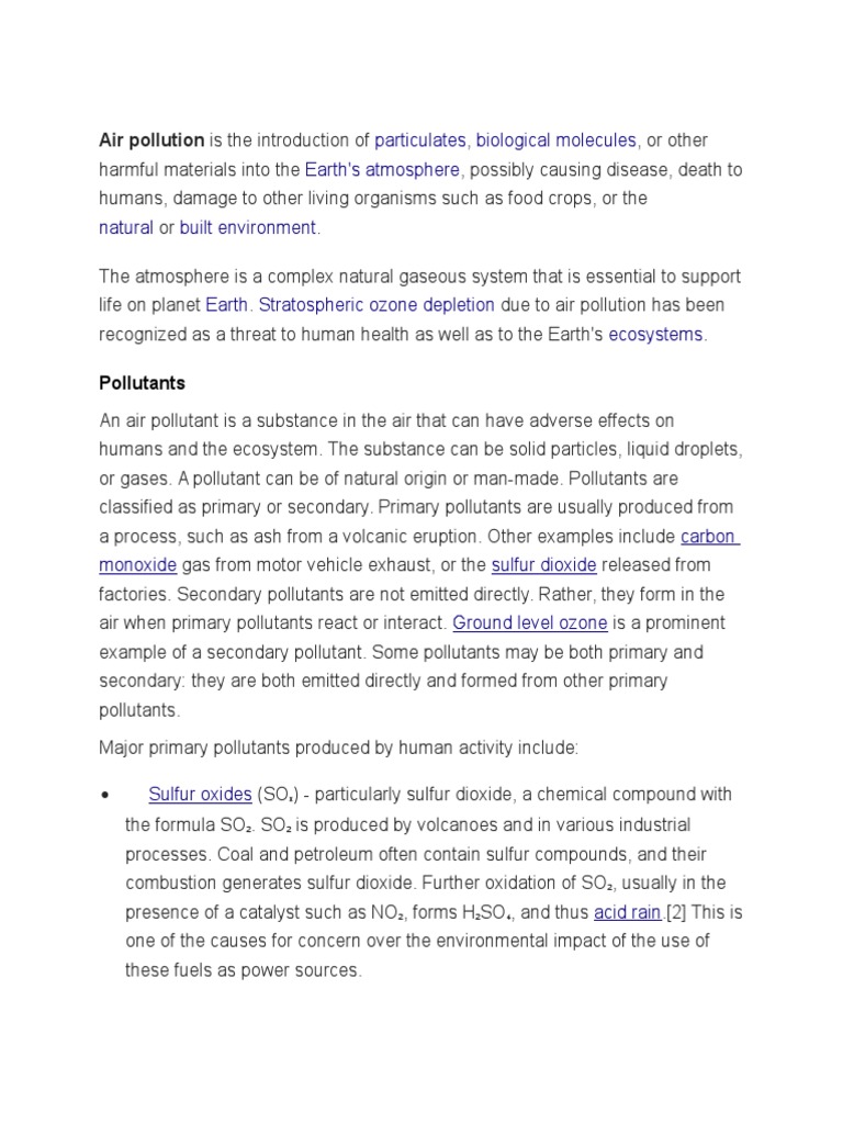 Air Pollution Is The Introduction Of: Particulates Biological Molecules ...