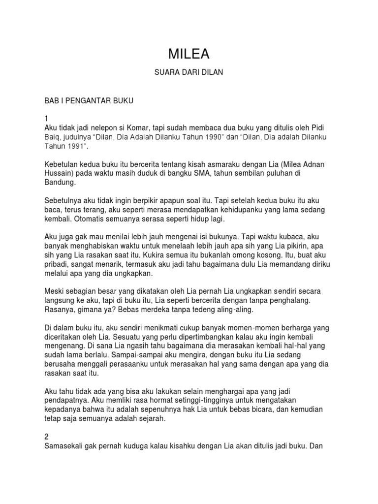 Milea (Suara Dari Dilan) | PDF