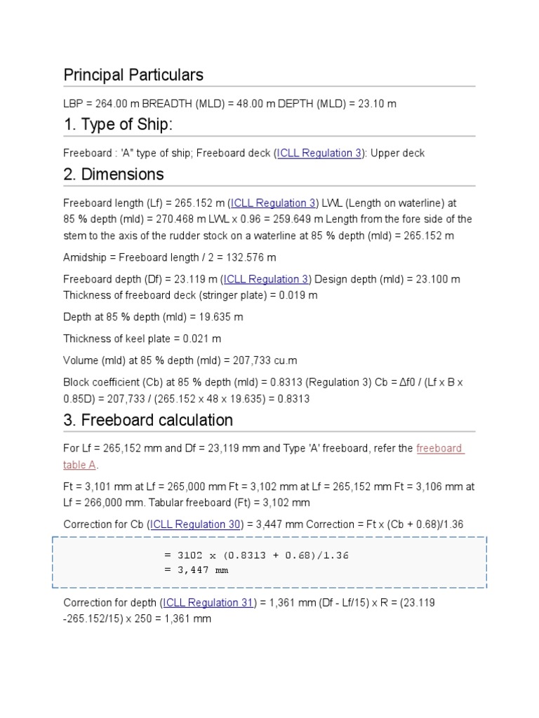 Freeboard Calculation | PDF | Naval Architecture | Naval Warfare
