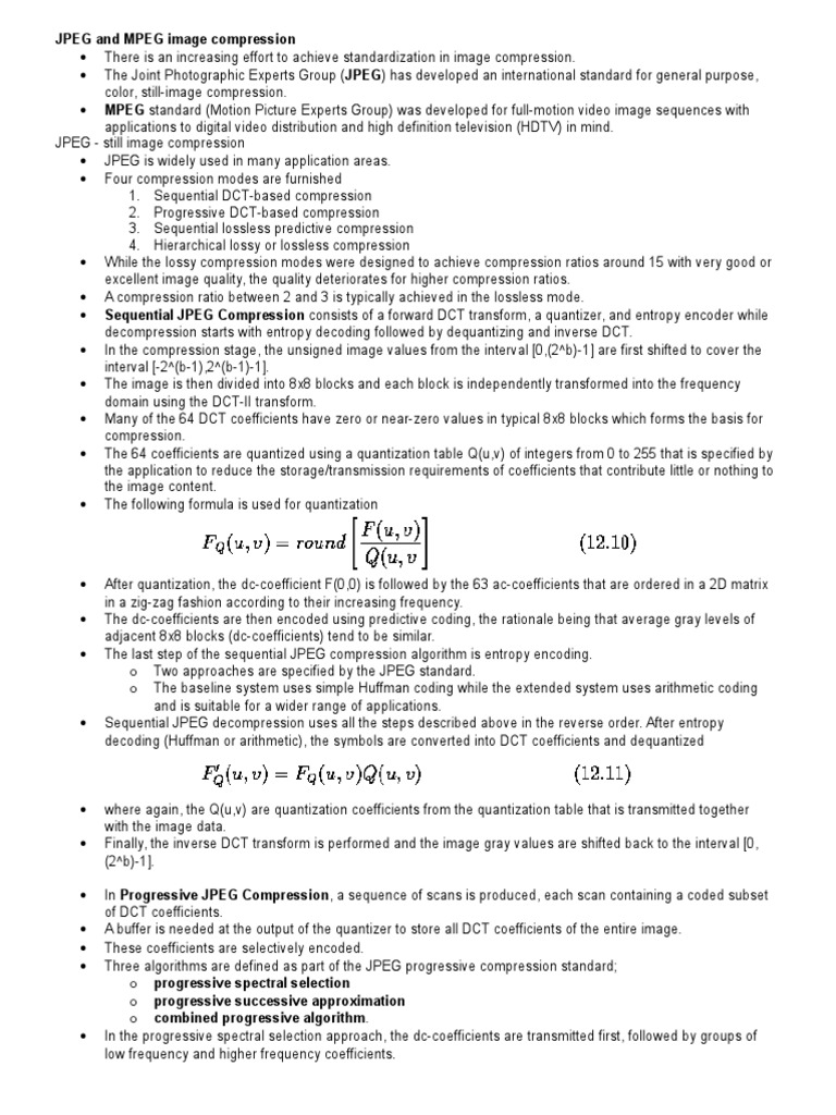 Jpeg And Mpeg Image Compression Pdf Data Compression Imaging