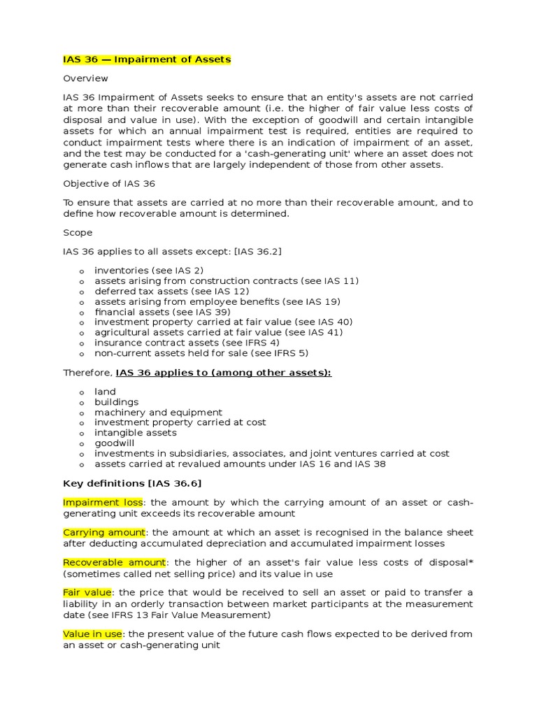IAS 36 — Impairment of Assets