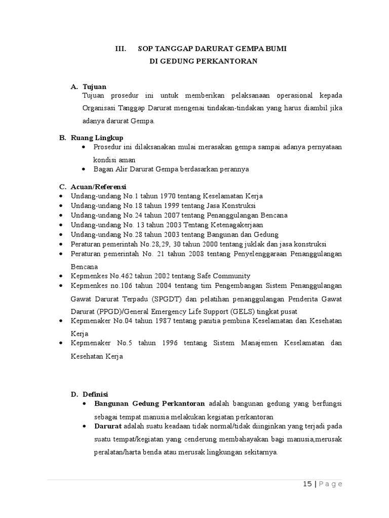 Uas Sop Tanggap Darurat Gempa Bumi | PDF