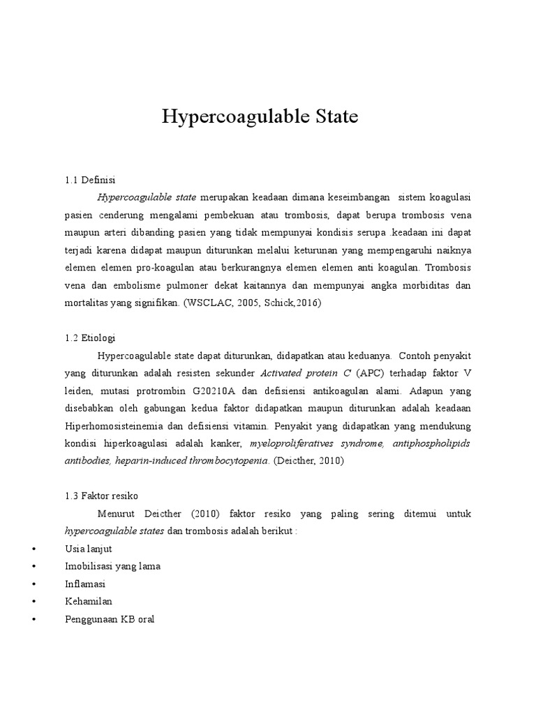 Hypercoagulable State | PDF