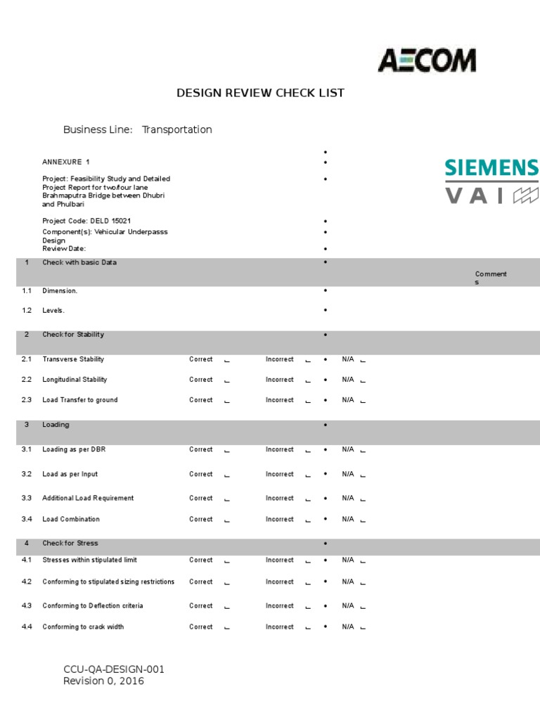 Design Review Checklist for Bridges | PDF