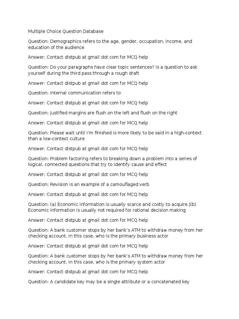 Multiple Choice Question Database | PDF | Component Object Model ...