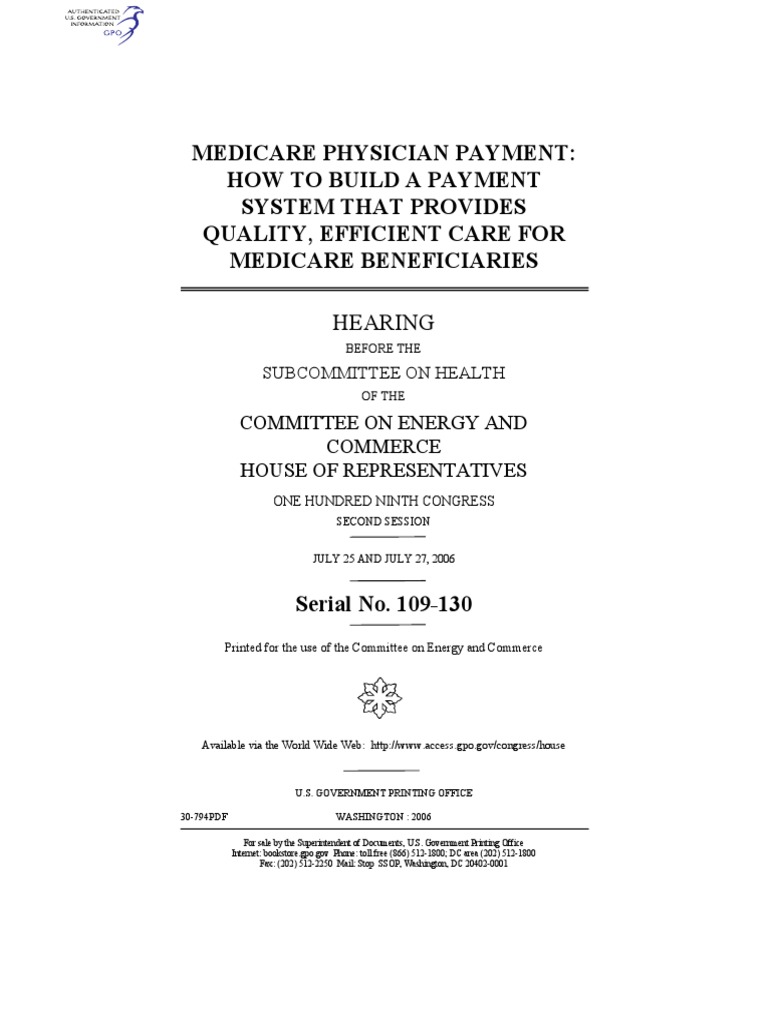 Medicare Physician Payment: How To Build A Payment System That Provides ...